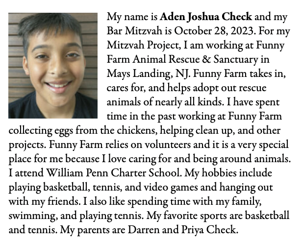 Bar Mitzvah of Aden Check – Reform Congregation Keneseth Israel